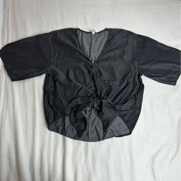 Elan | Tops | Elan Oversized Bow Gray Blouse | Poshmark